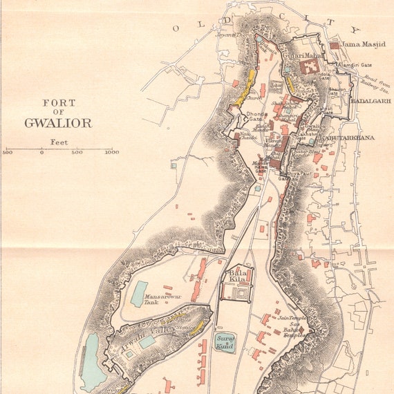 Vintage Map of the Fort of Gwalior India Published 1924 - Etsy Canada