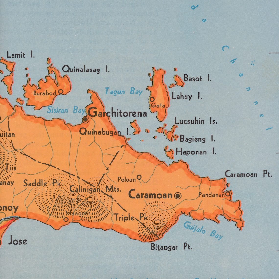 Camarines Sur, Philippines - RARE Large Vintage 1959 Map - Naga City ...