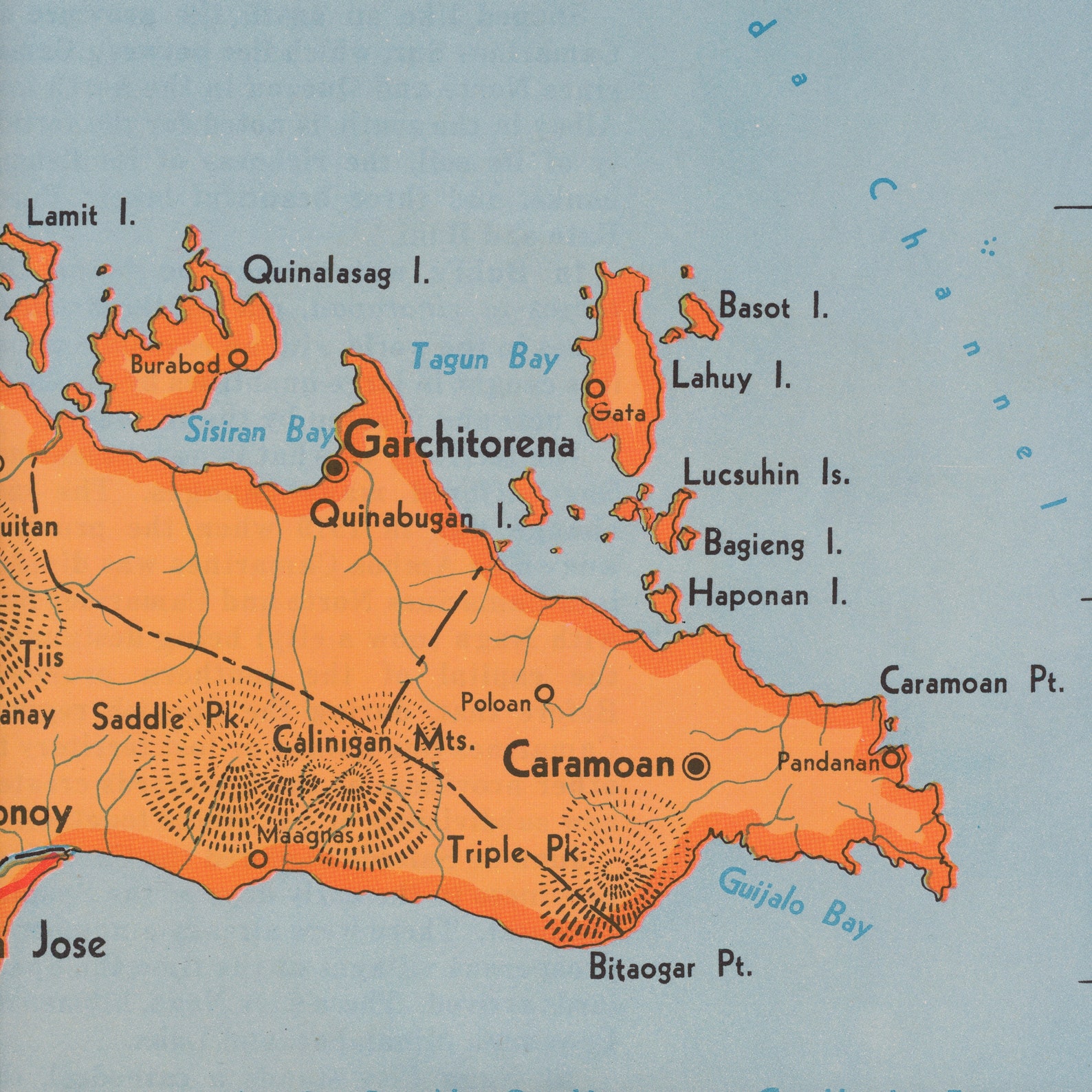 Camarines Sur, Philippines - RARE Large Vintage 1959 Map - Naga City ...