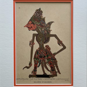 Javanese Dancer - Wayang Figure - Baladéwa of Balarama - Antique 1919 Print - Mahabharata Indian ...