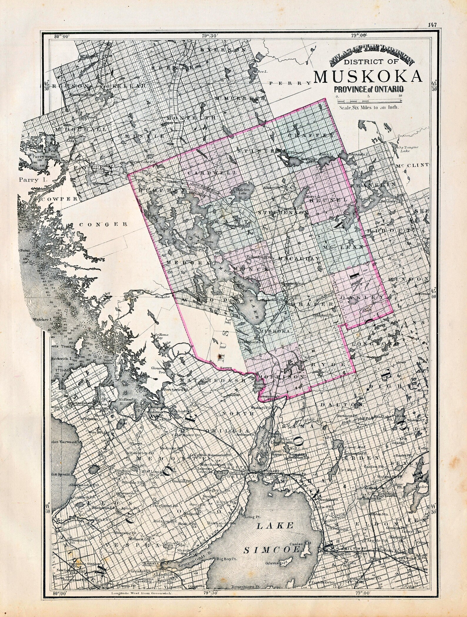 1875 Rare Antique Map of the District of Muskoka Ontario - Etsy Canada