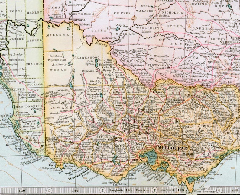 1903 Antique Map of South-east Australia Victoria New - Etsy