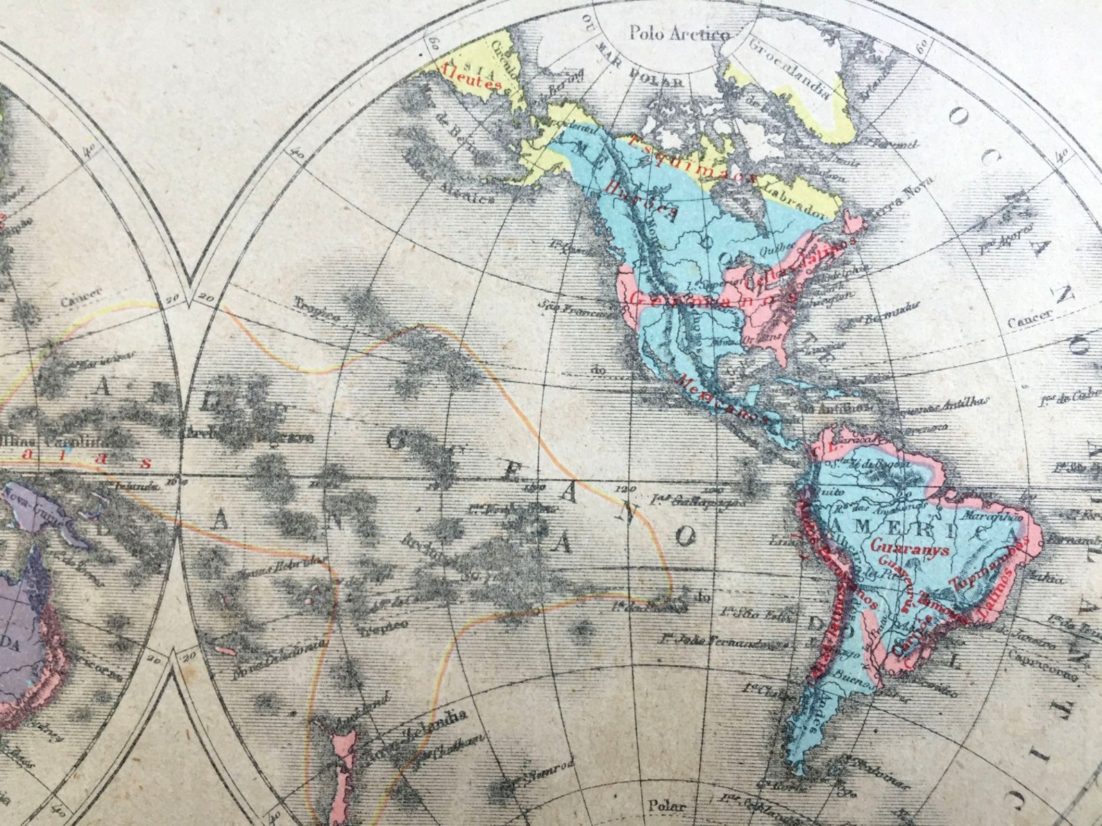 1912 Antique World Map of Races and Religions World in - Etsy
