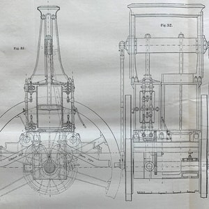 Large Antique Engineering Drawing of Boilers and Blowing Engine at the ...