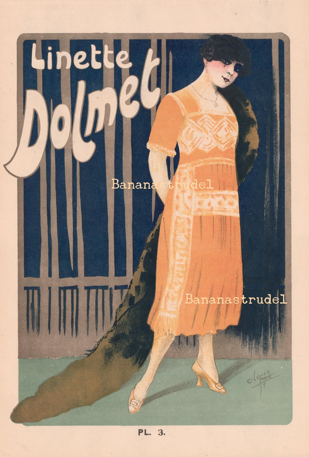 1921 Rare Antique Japanese Print of Art Deco French Poster Design ...