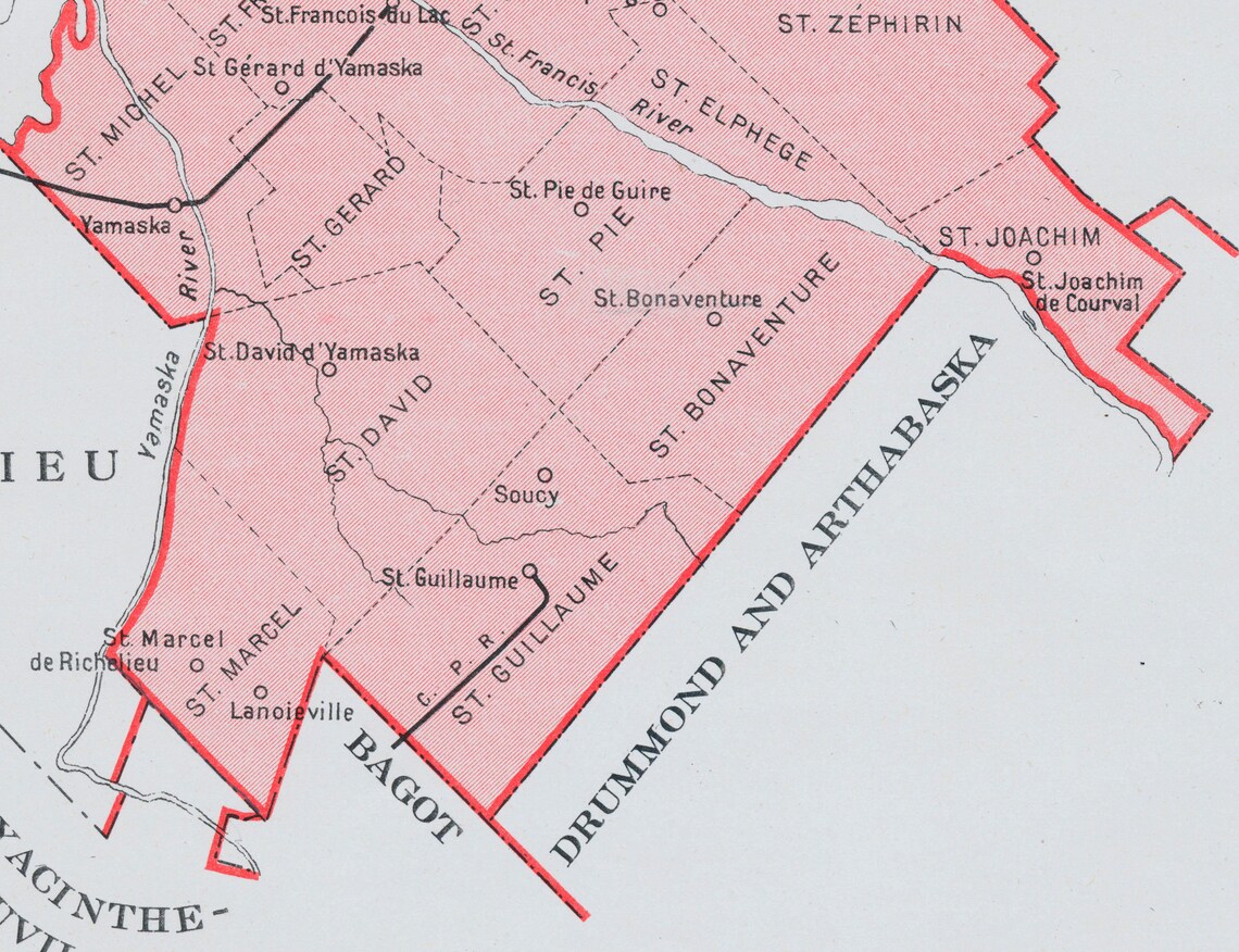 Antique Map of Yamaska Quebec Canada 1915 Vintage - Etsy