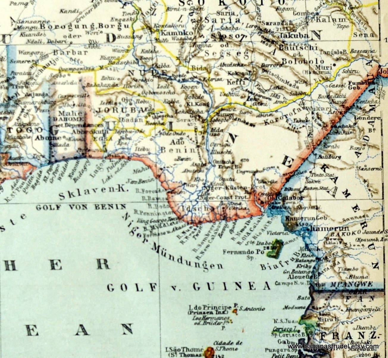 1895 Antique Map of Guinea German Map TW13 110 | Etsy