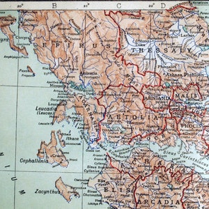 1911 Antique Map of Ancient Greece - Etsy