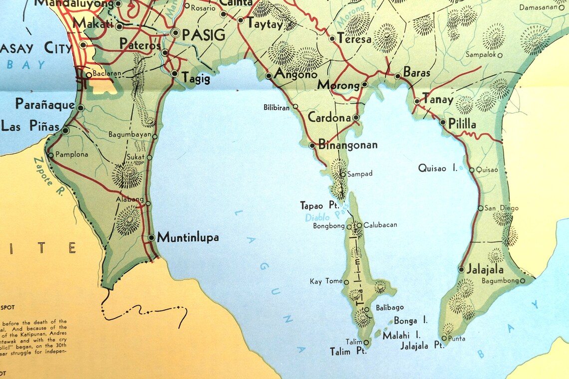 1959 Large Rare Vintage Map of Rizal the Philippines Manila | Etsy