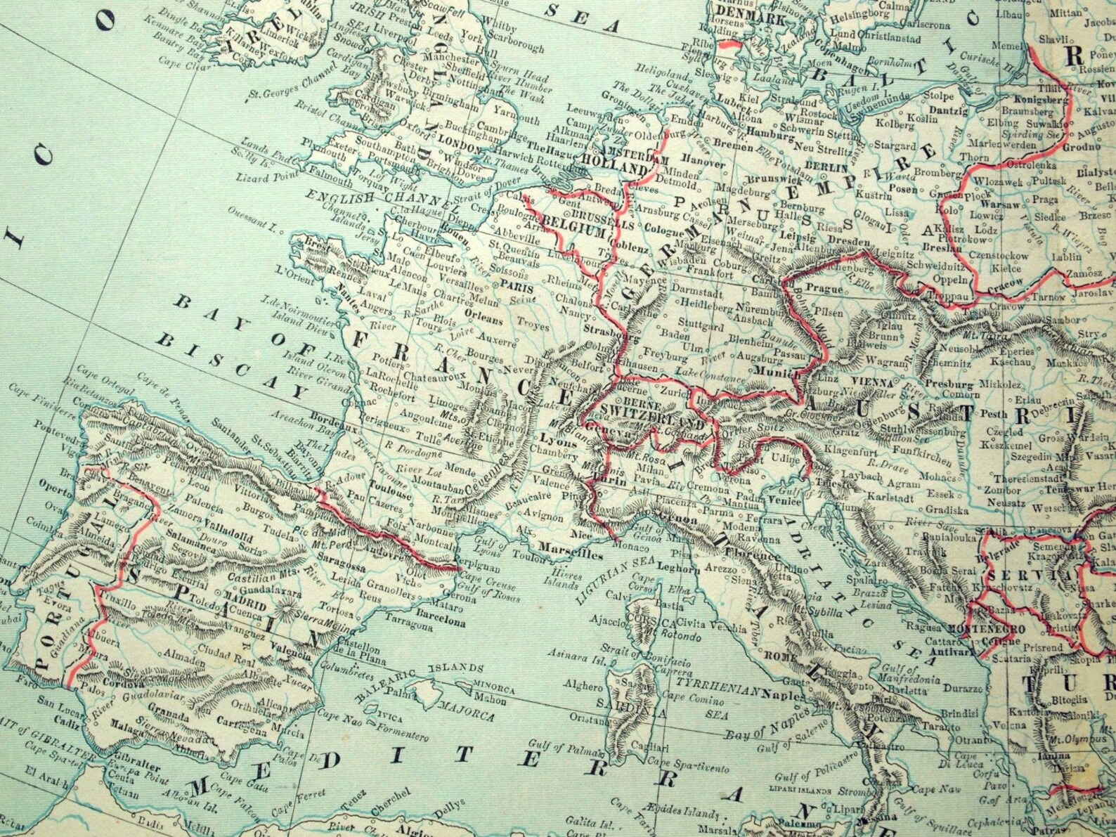 1883 Antique Map of Europe Antique Europe Map Europe - Etsy