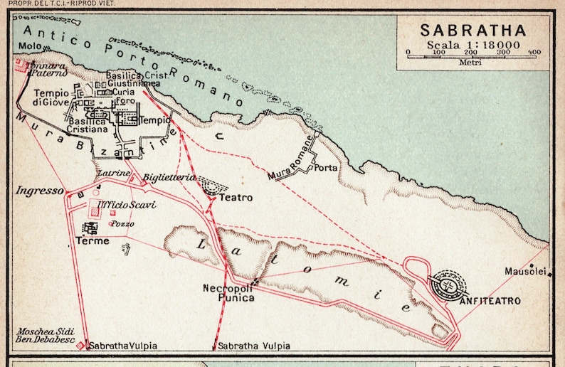 Antique Map of Sabratha and Zuara (zuwara), Libya - Published 1929 - Etsy