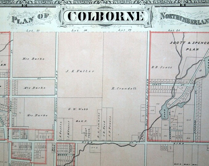 1878 Large Rare Vintage Map of Colborne, Ontario, Canada. With Norham ...
