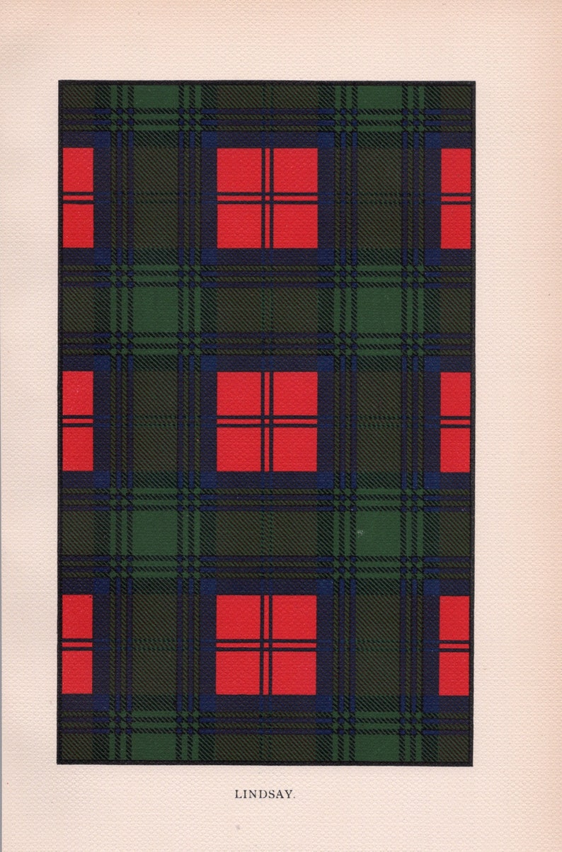 1906 Antique Scottish Tartan Print of Clan Lindsay Clans and | Etsy