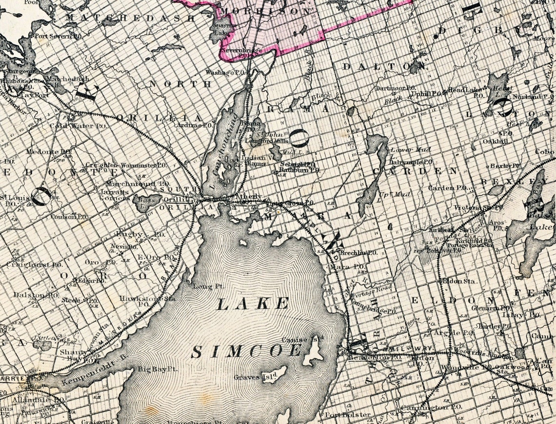 1875 Rare Antique Map of the District of Muskoka Ontario - Etsy Canada