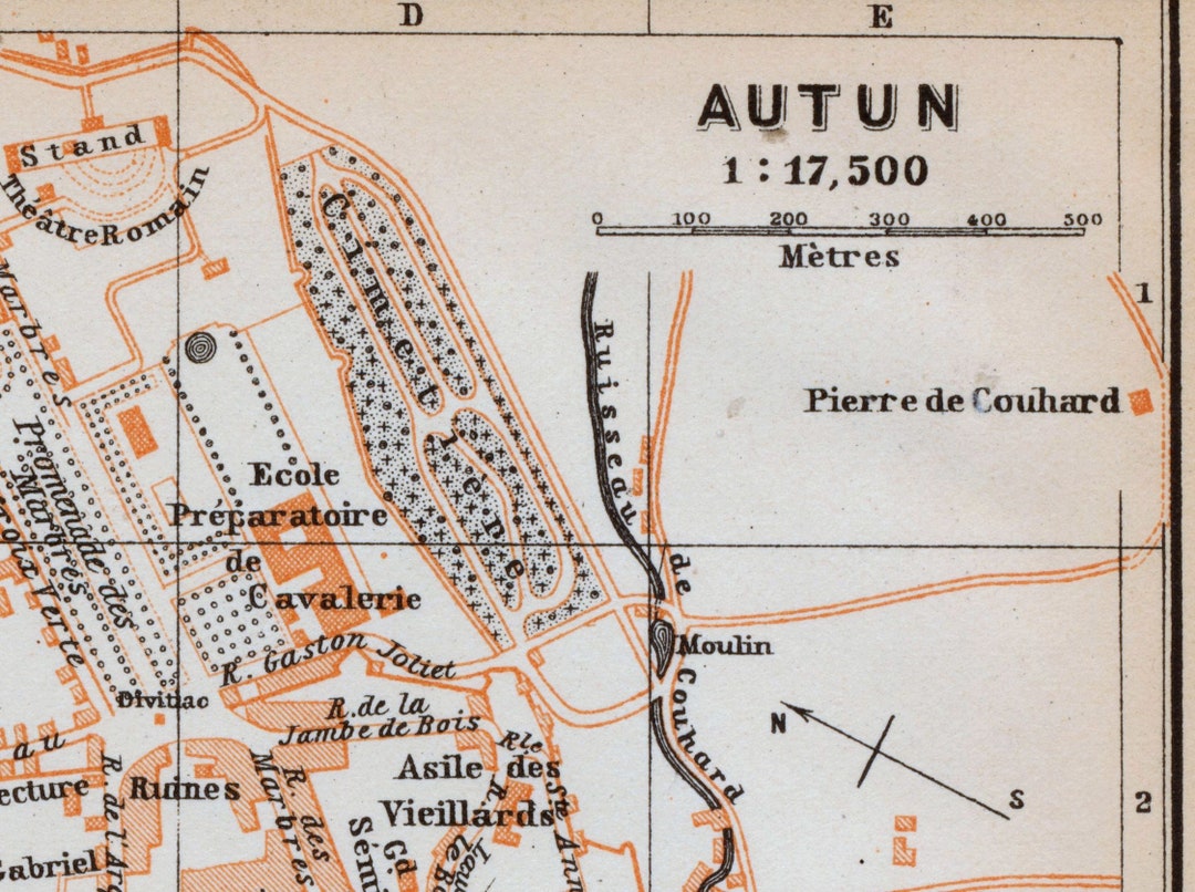Antique Map of Autun, France - 1905 Vintage City Map - Old City Map - Etsy