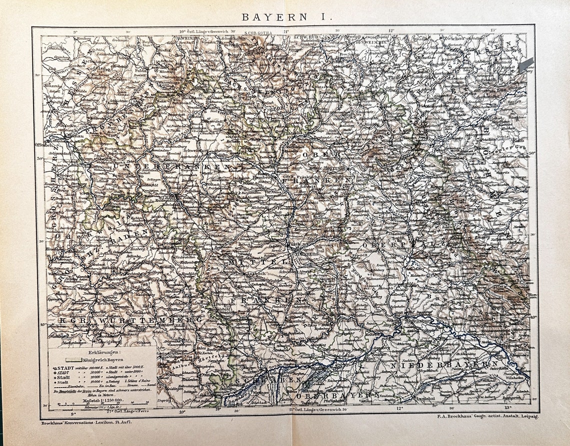 1894 Map of Bavaria Antique Map - Etsy Canada
