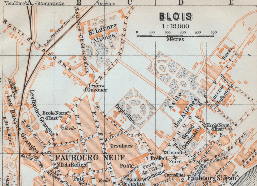 Antique Map of Blois, France - 1905 Vintage City Map - Old City Map - Etsy