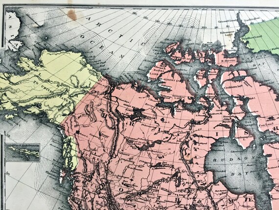 Globes & Maps Home Décor Wall Decor Canada USA Mexico 1880 North ...