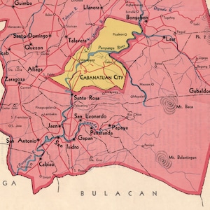 Nueva Ecija, Philippines - RARE Large Vintage 1959 Map - Cabanatuan ...
