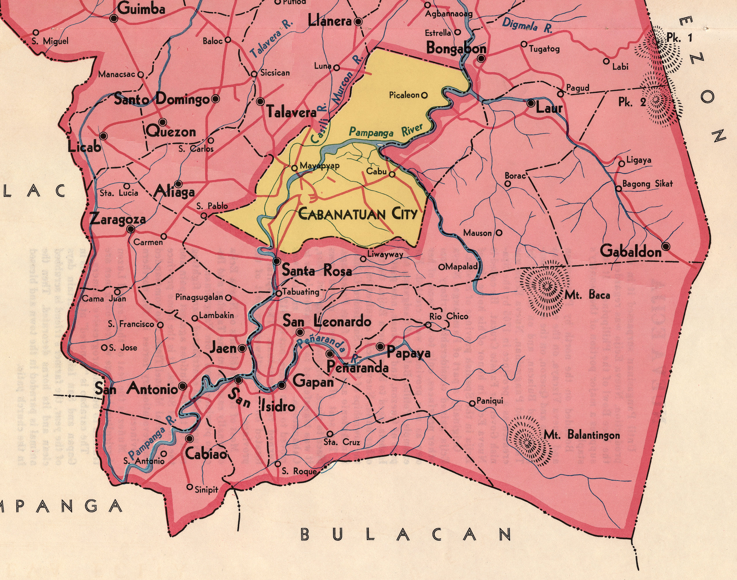 Nueva Ecija, Philippines - RARE Large Vintage 1959 Map - Cabanatuan ...