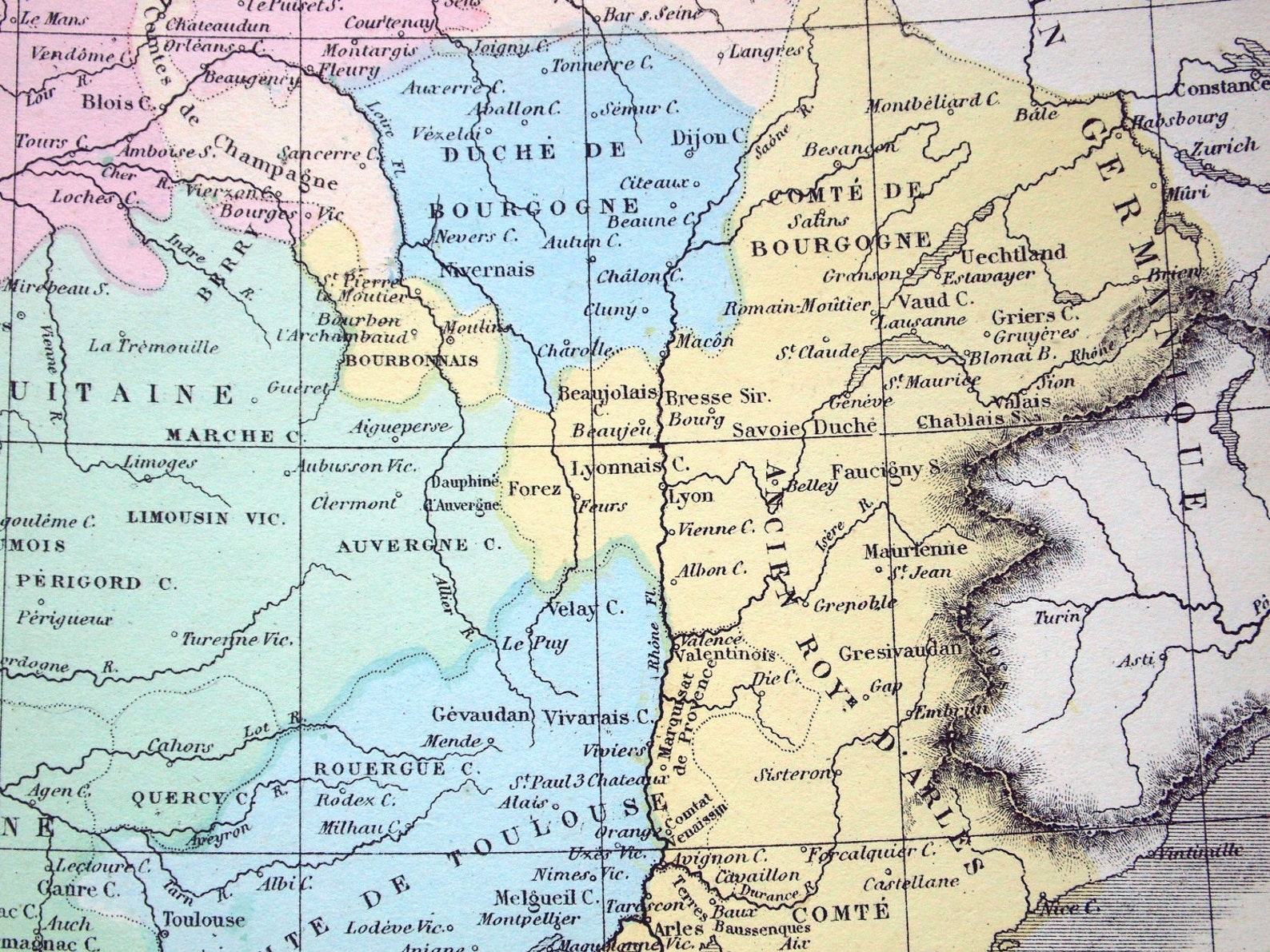 1873 Antique French Map of Feudal France During the Crusades - Etsy