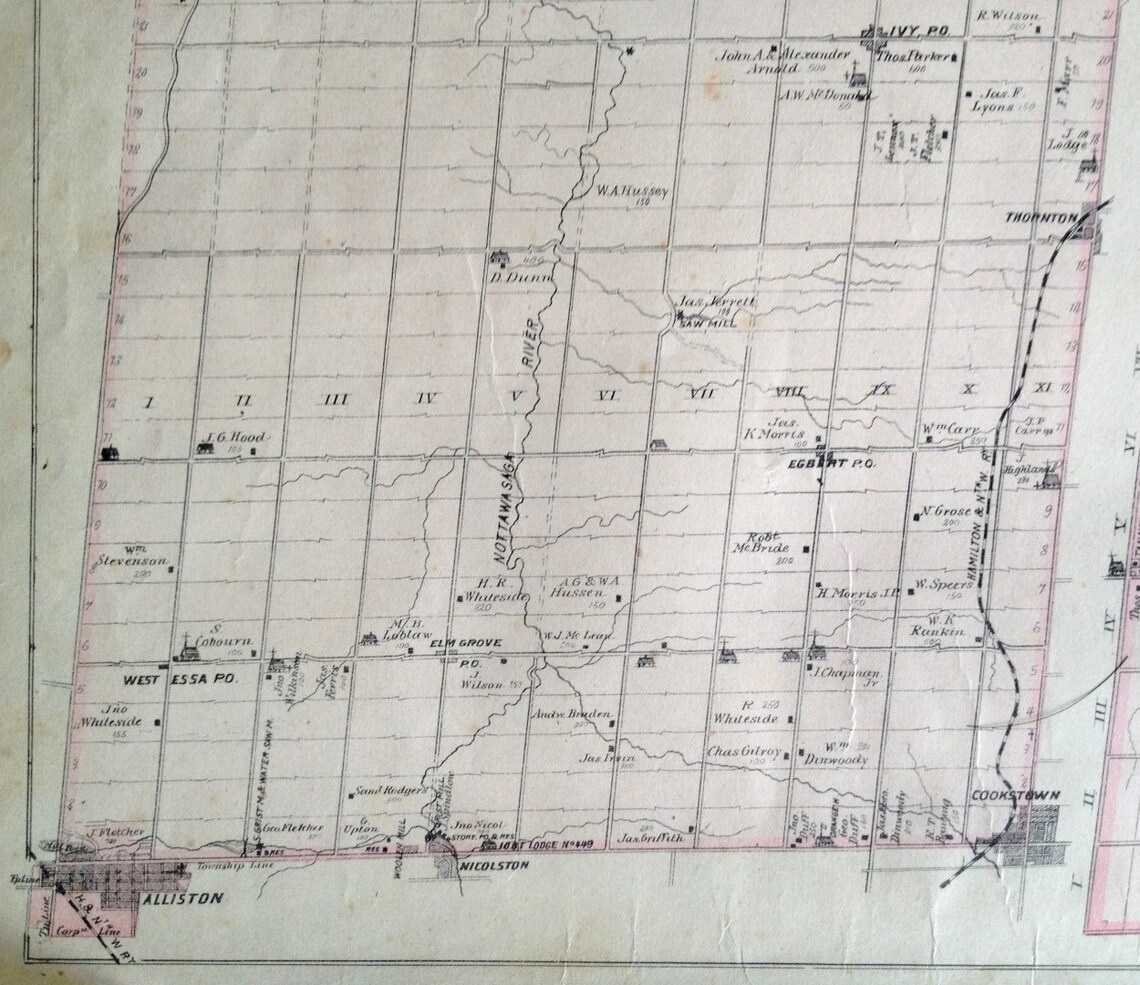 1881 Rare Large Antique Map of Essa and Tecumseth Townships - Etsy