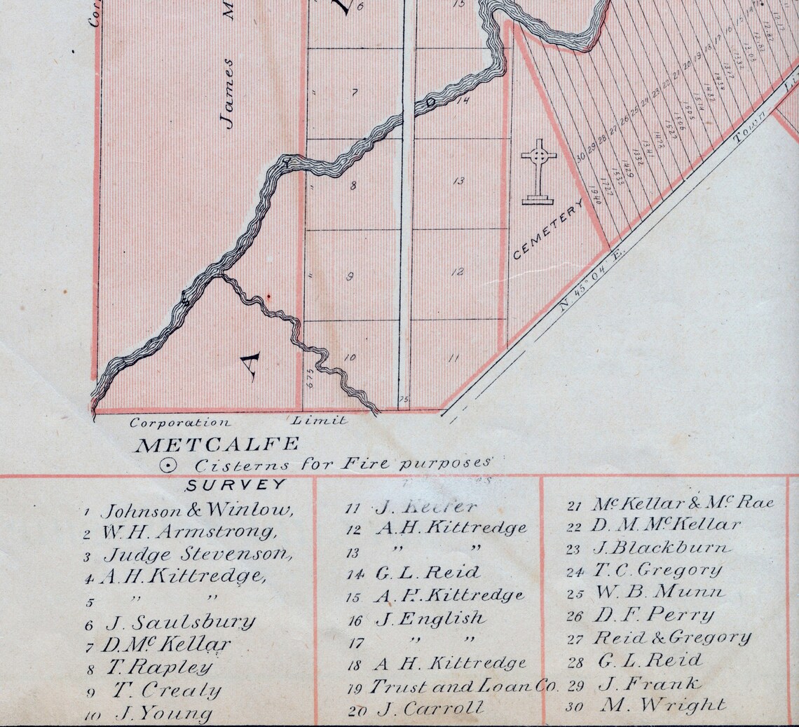1878 Large Rare Vintage Map of Strathroy Middlesex County | Etsy