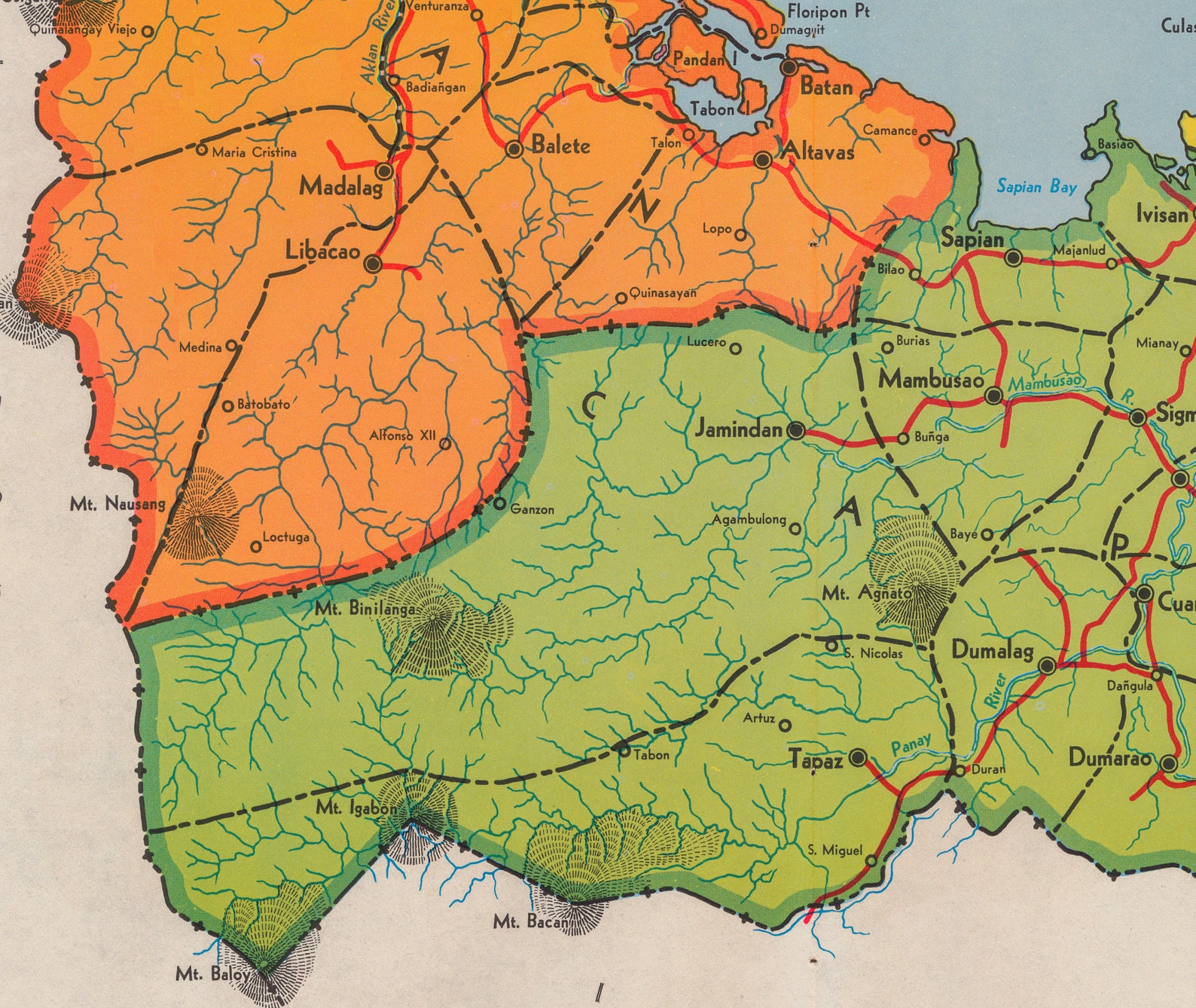 Capiz and Aklan, Philippines RARE Large Vintage 1959 Map Roxas City ...