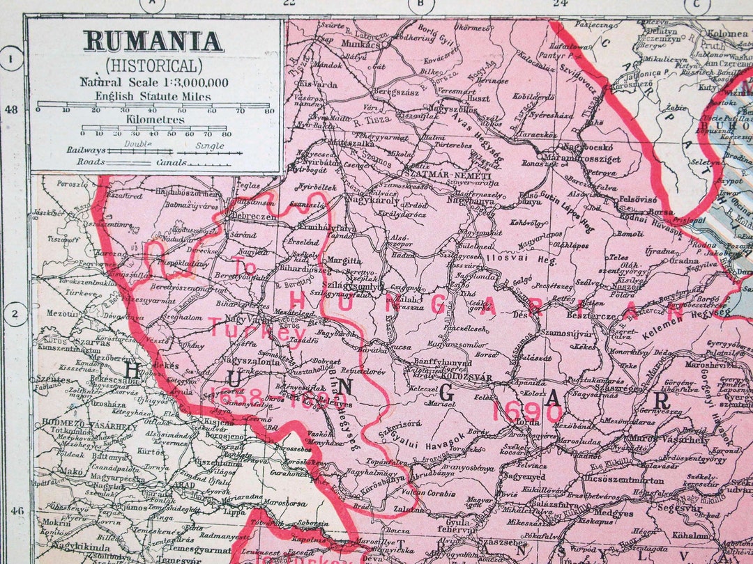 1922 Vintage Map of Romania (rumania) - Historical Map - Etsy