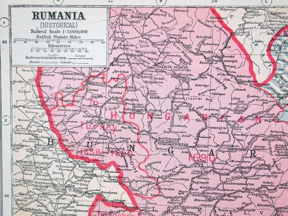 1922 Vintage Map of Romania rumania Historical Map - Etsy