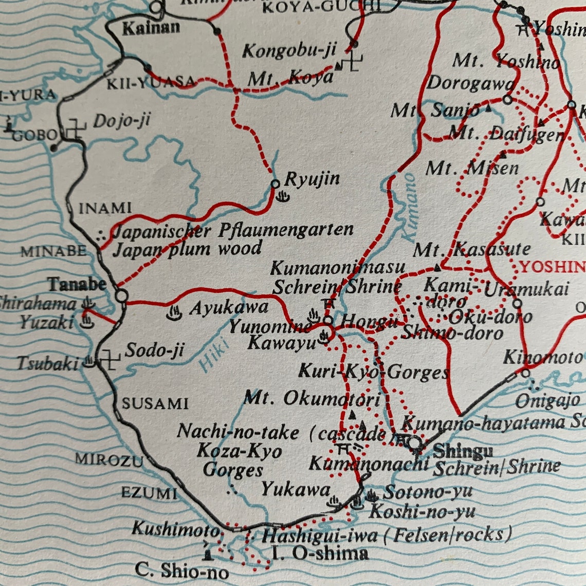 1965 Vintage Map of the Kii Peninsula Japan - Etsy Canada