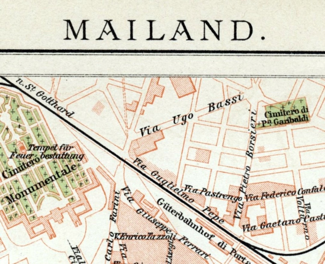 1902 Vintage Map of Milan, Italy - Vintage Milan Map - Old Milan Map - Etsy