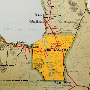 Agusan, Philippines - RARE Large Vintage 1959 Map - Butuan City - Wawa ...