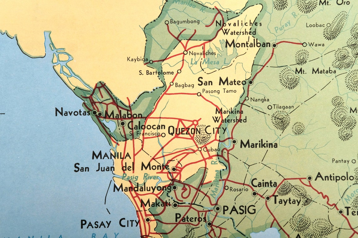 1959 Large Rare Vintage Map of Rizal the Philippines Manila | Etsy