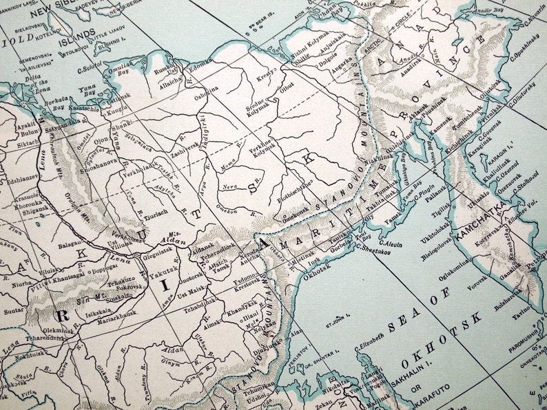 1919 Antique Map of Northern Asia, Showing Siberia, Mongolia, and Japan ...