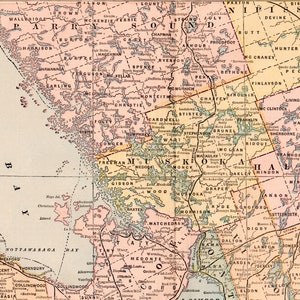 Antique Map of Central Ontario, Canada - Antique Ontario Map (central ...