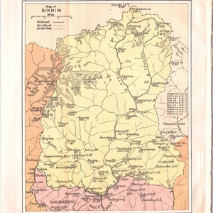 Vintage Map of Sikhim (sikkim), India - 1924 Map - Etsy