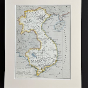 Early 1900s French Indochina Map - Historical Map - Cambodia, Vietnam ...