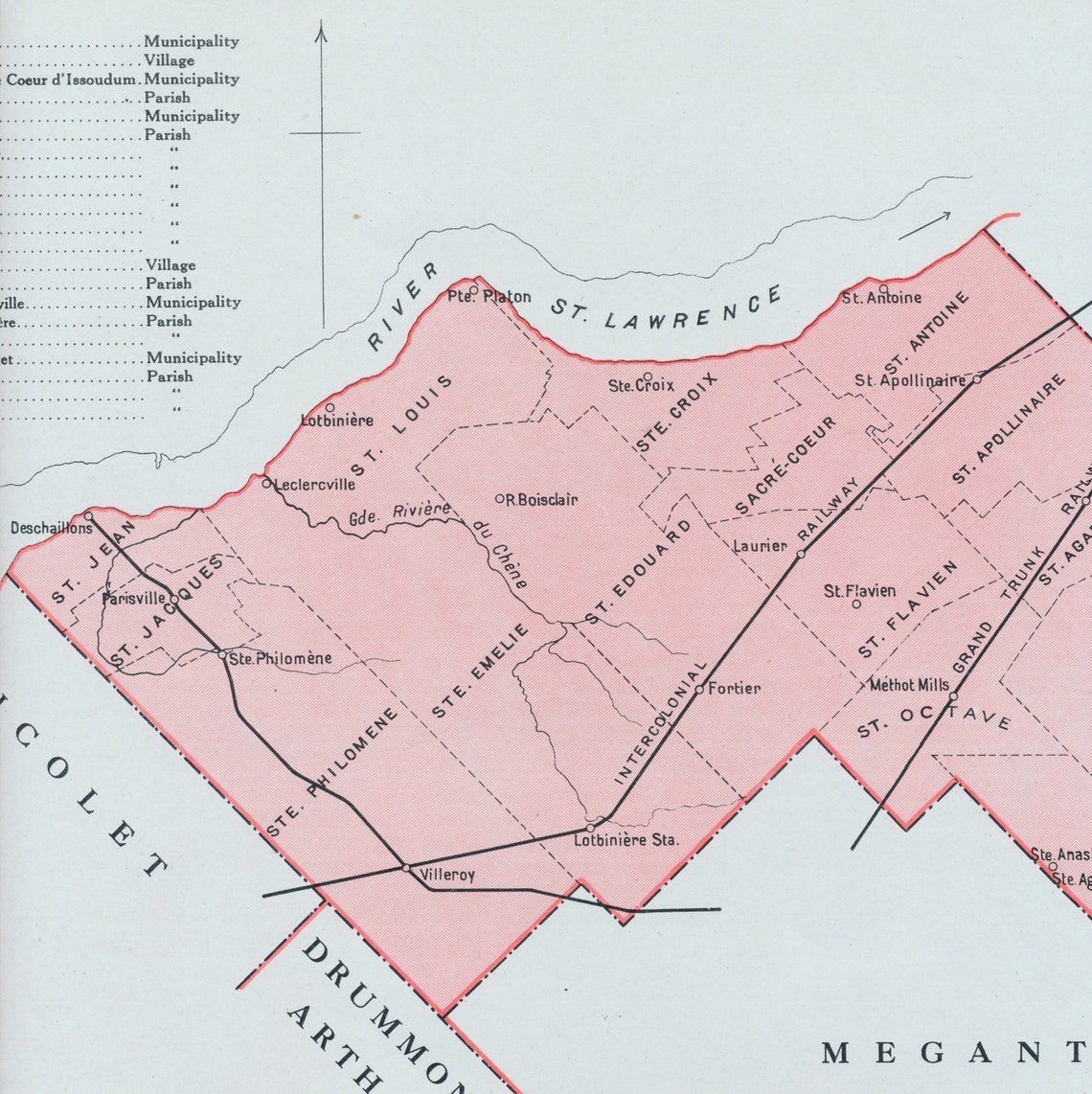 Antique Map of Lotbinière, Quebec, Canada - 1915 Vintage Electoral Map ...