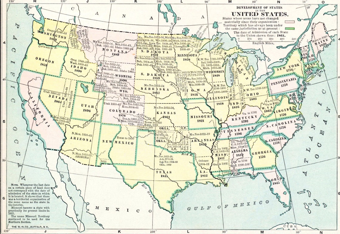 1902 Antique Map Showing Early American History Century - Etsy