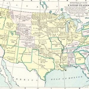 1902 Antique Map Showing Early American History - Century Atlas - No. 2 ...