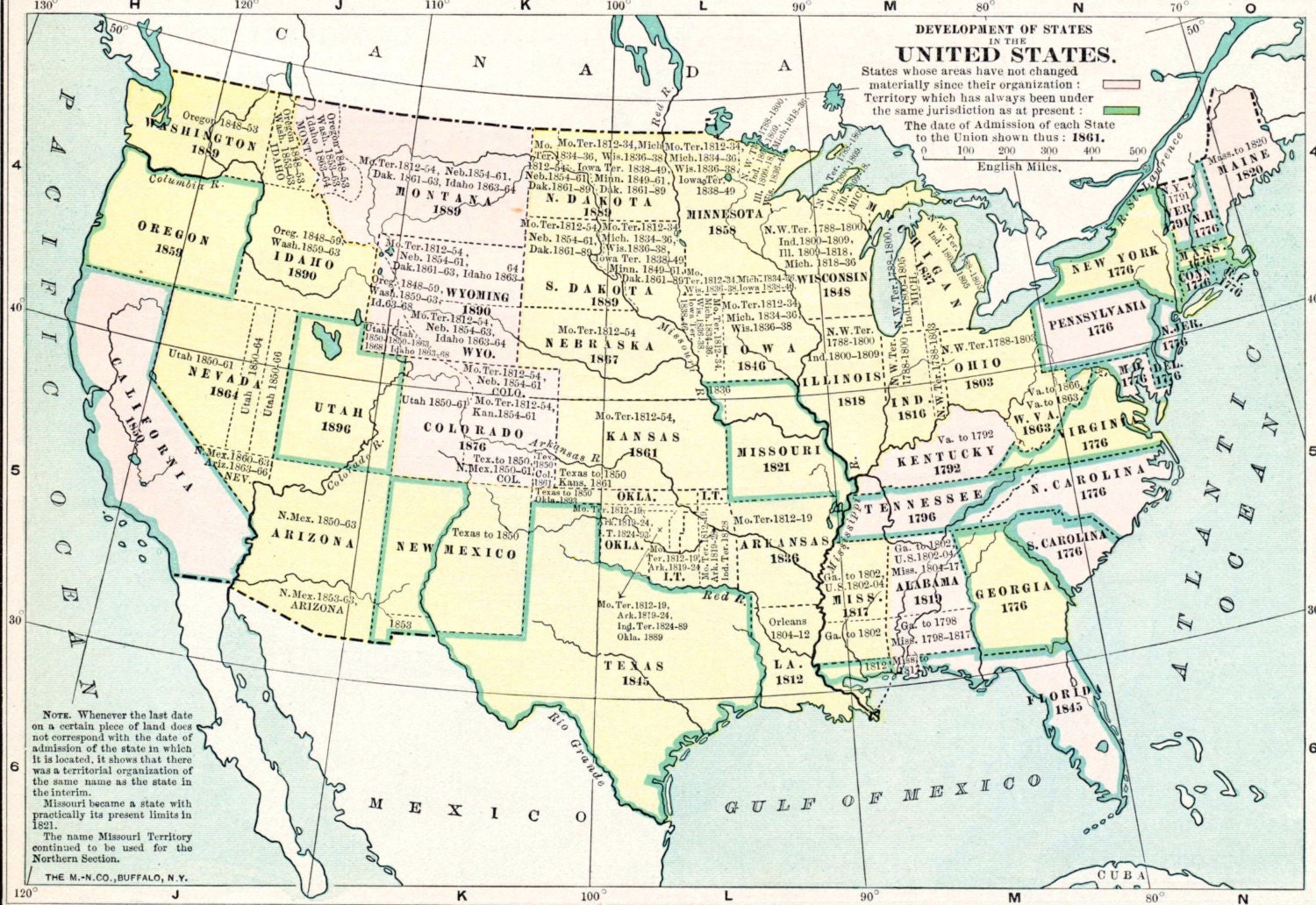 1902 Antique Map Showing Early American History Century - Etsy