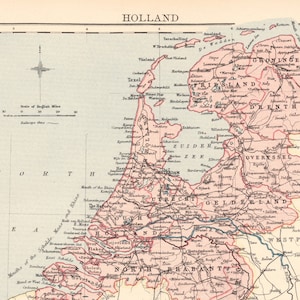 Antique Map of Holland (the Netherlands) - Published 1881 - Etsy