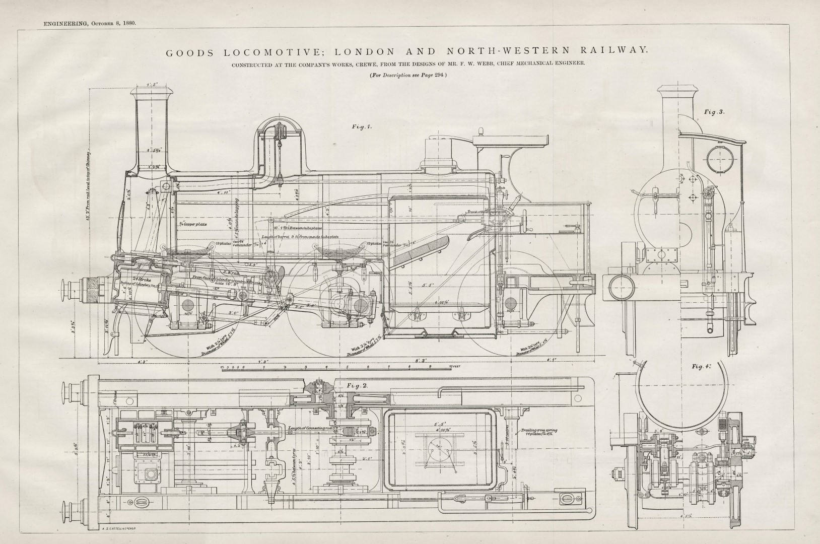 1880 Large Antique Engineering Drawing Goods Locomotive for - Etsy UK