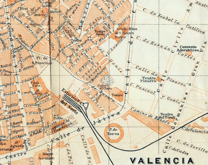1901 Antique City Map of Valencia, Spain - Etsy