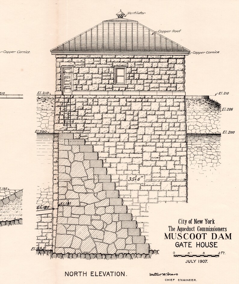 Antique Print of the Muscoot Dam Gate House Westchester New - Etsy