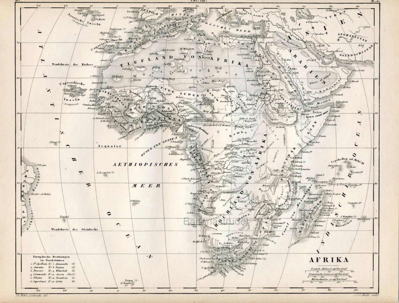 1860 German Vintage Map of Africa Old Map of Africa Black and White - Etsy
