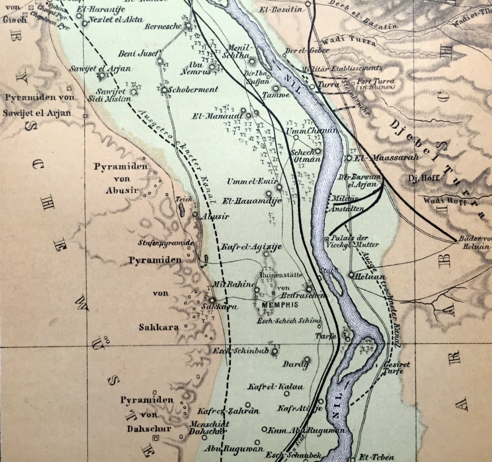 1890 German Vintage Map of the Cairo and the Pyramid Fields - Etsy