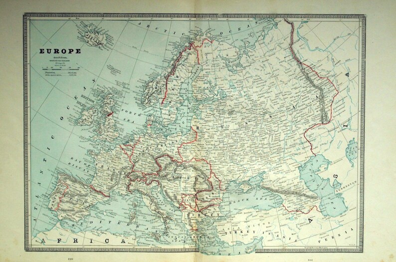 1883 Antique Map of Europe Antique Europe Map Europe - Etsy