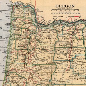 Antique Map of Oregon - Published 1921 - Etsy